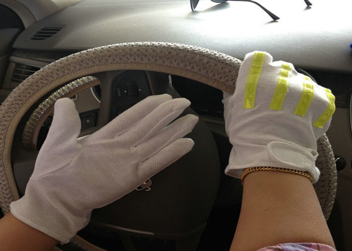 Interlock Finger Reflective Gloves For Directing Traffic , Cotton Hand ...